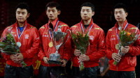国乒男子双打张继科和马龙对决许昕和王皓，连续18板连滚带爬打完