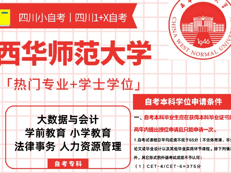 ♡四川小自考热门学校推荐◼️◾▪️西华师范大学▪️◾◼️