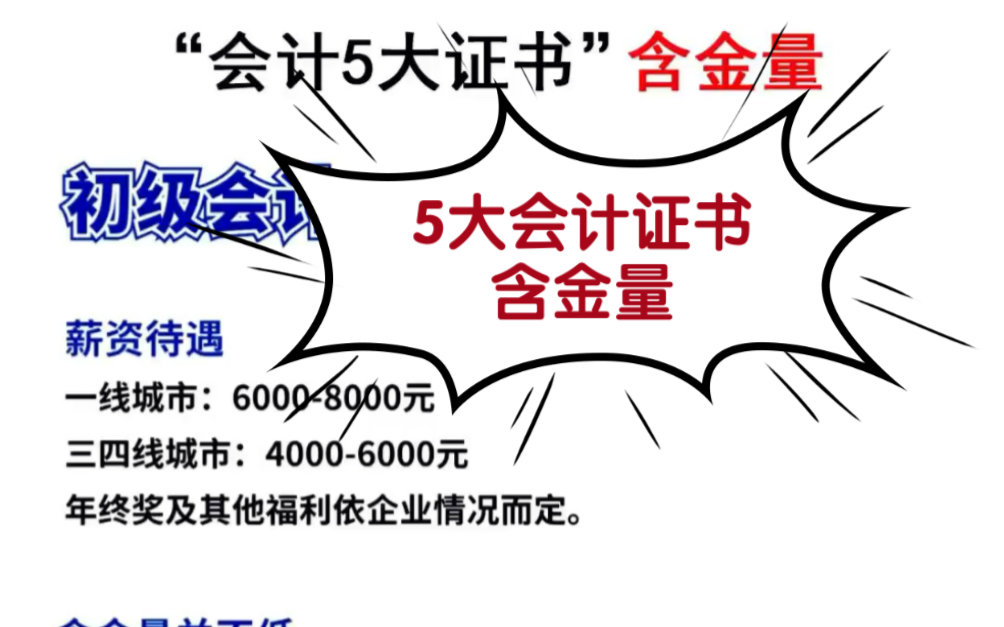 会计专业毕业生须知:5大会计证书的含金量