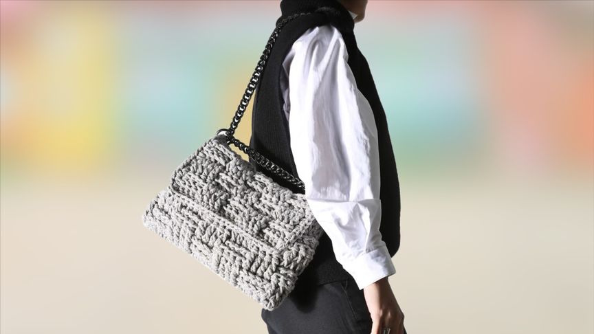 纯手工针织包包教程,勾织过程简单易学,勾的包包时尚美观