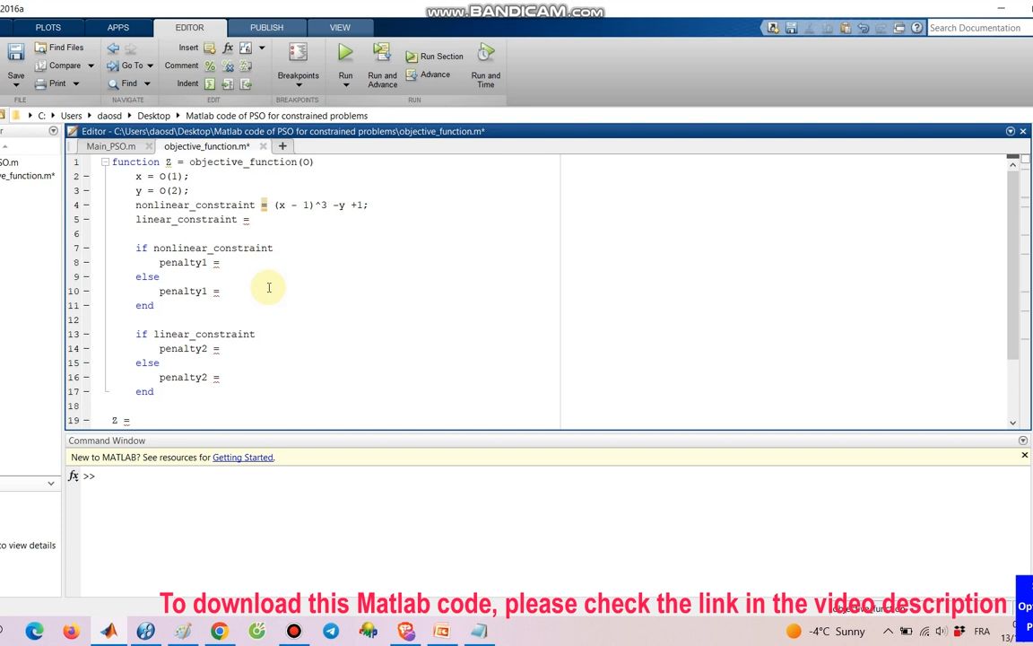 Matlab 中约束优化问题的粒子群优化 (PSO)Particle Swarm ...