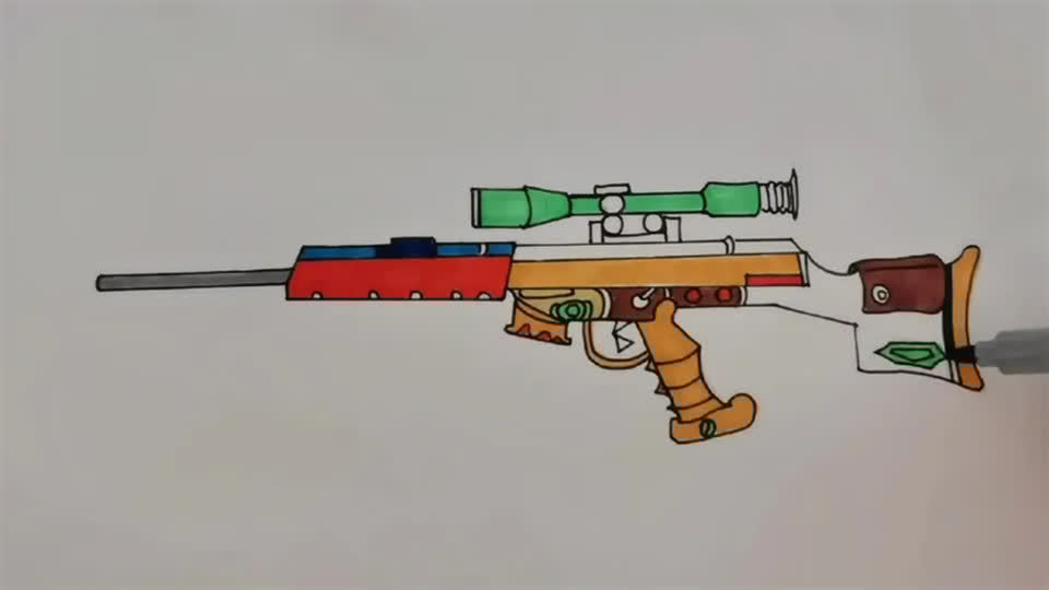 狙击枪简笔画教程,简笔画手绘awm绝地求生和平精英画画