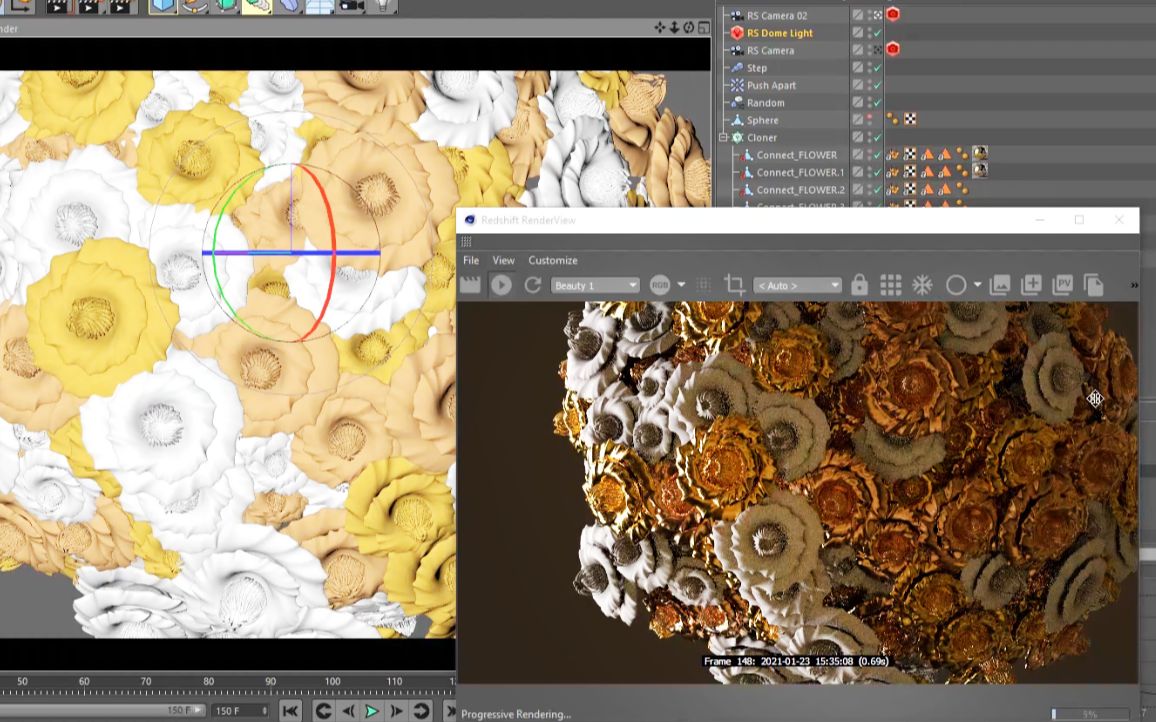 C4D中文教程《超现实机械花朵》制作流程