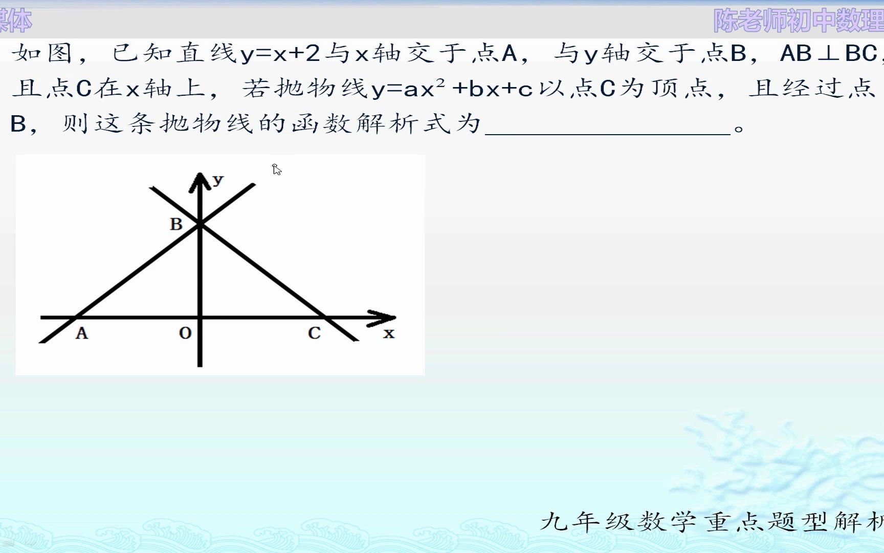 九年级数学题精讲:这题看似容易,你能快速求解抛物线的函数解析式吗