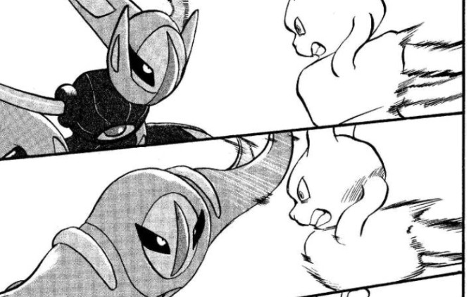 (精灵宝可梦特别篇)小赤超梦vs板木代欧奇希斯部分漫画剧情!