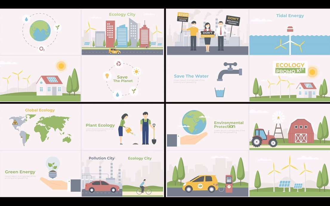 AE模板-环保宣传片模板 绿色生态SEO宣传片 绿色地球太阳能充电桩...