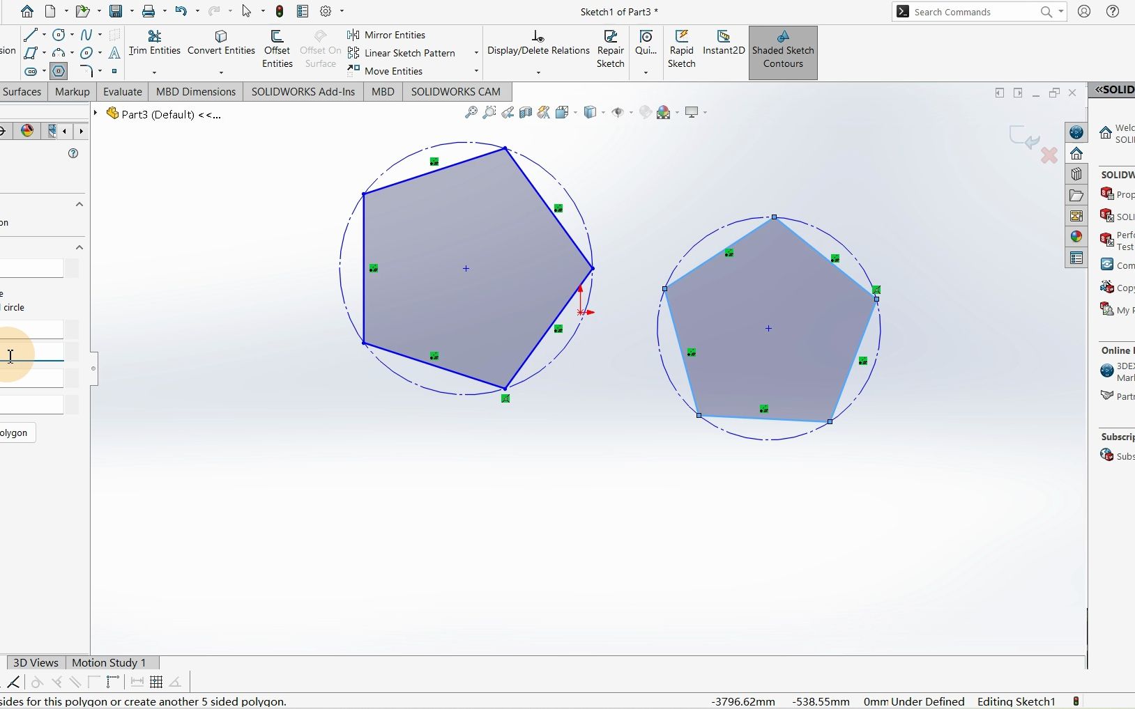 Solidworks 正多边形的绘制