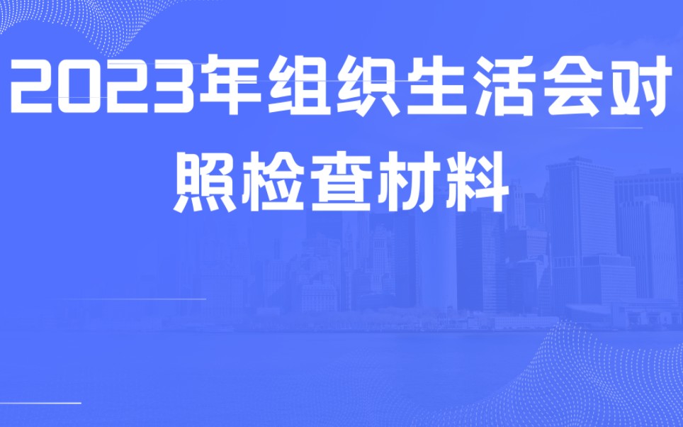 2023年组织生活会对照检查材料