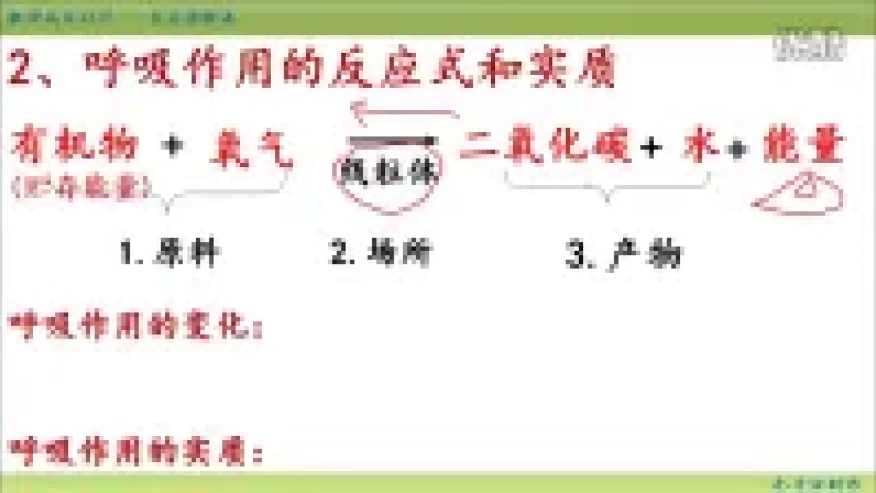 【生物大师】初中生物微课教学视频第32集:植物呼吸作用的实质