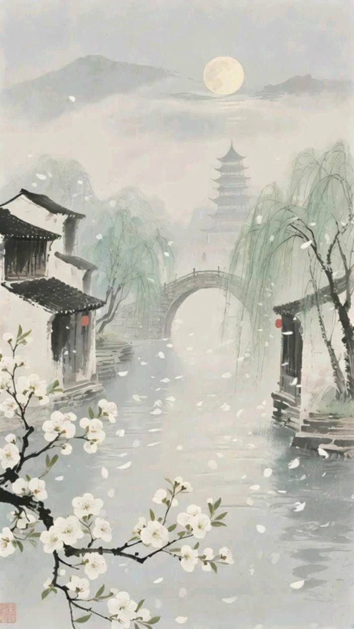 江南水乡夜景,古建筑美轮美奂