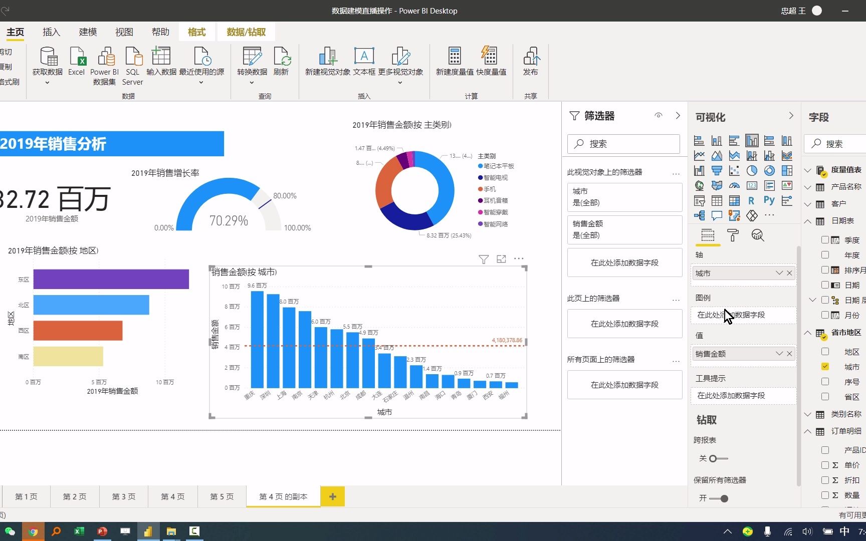 Power BI 多层次数据图表的深化钻取