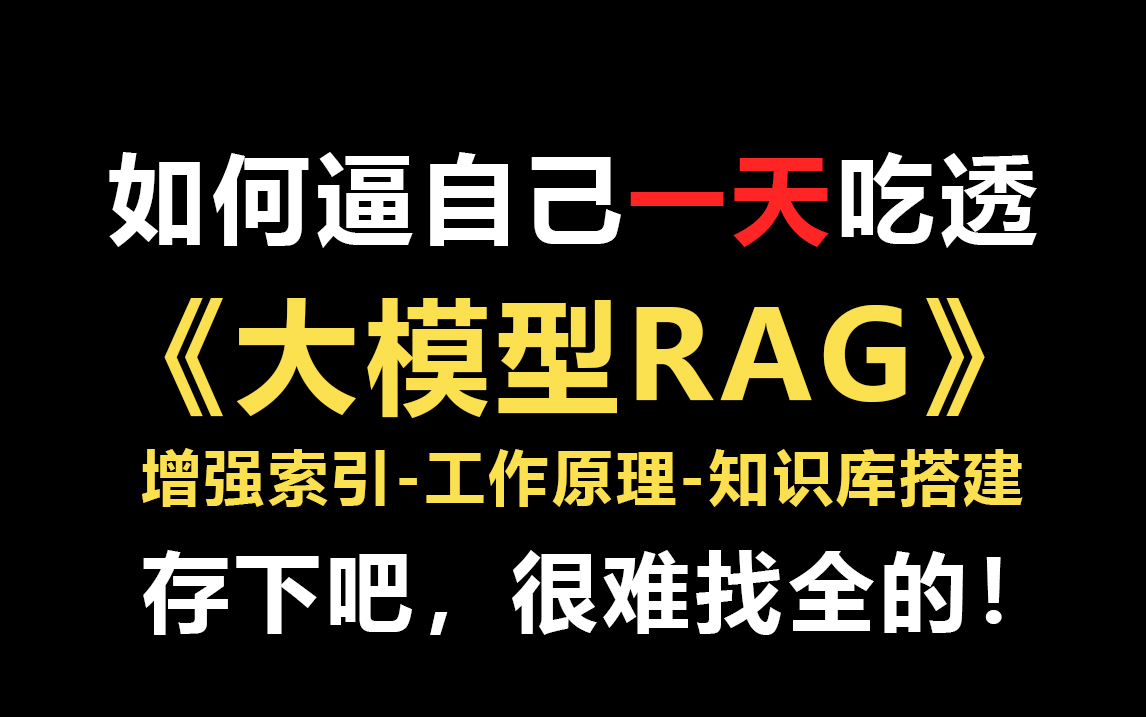 【大模型RAG教程】B站首推!手把手带你从0吃透企业级项目实战完成...