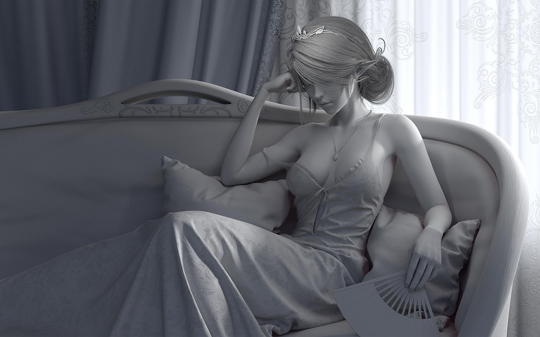 【zbrush人物教程】鬼刀-冰公主手办雕刻,从模型到上色全流程讲解