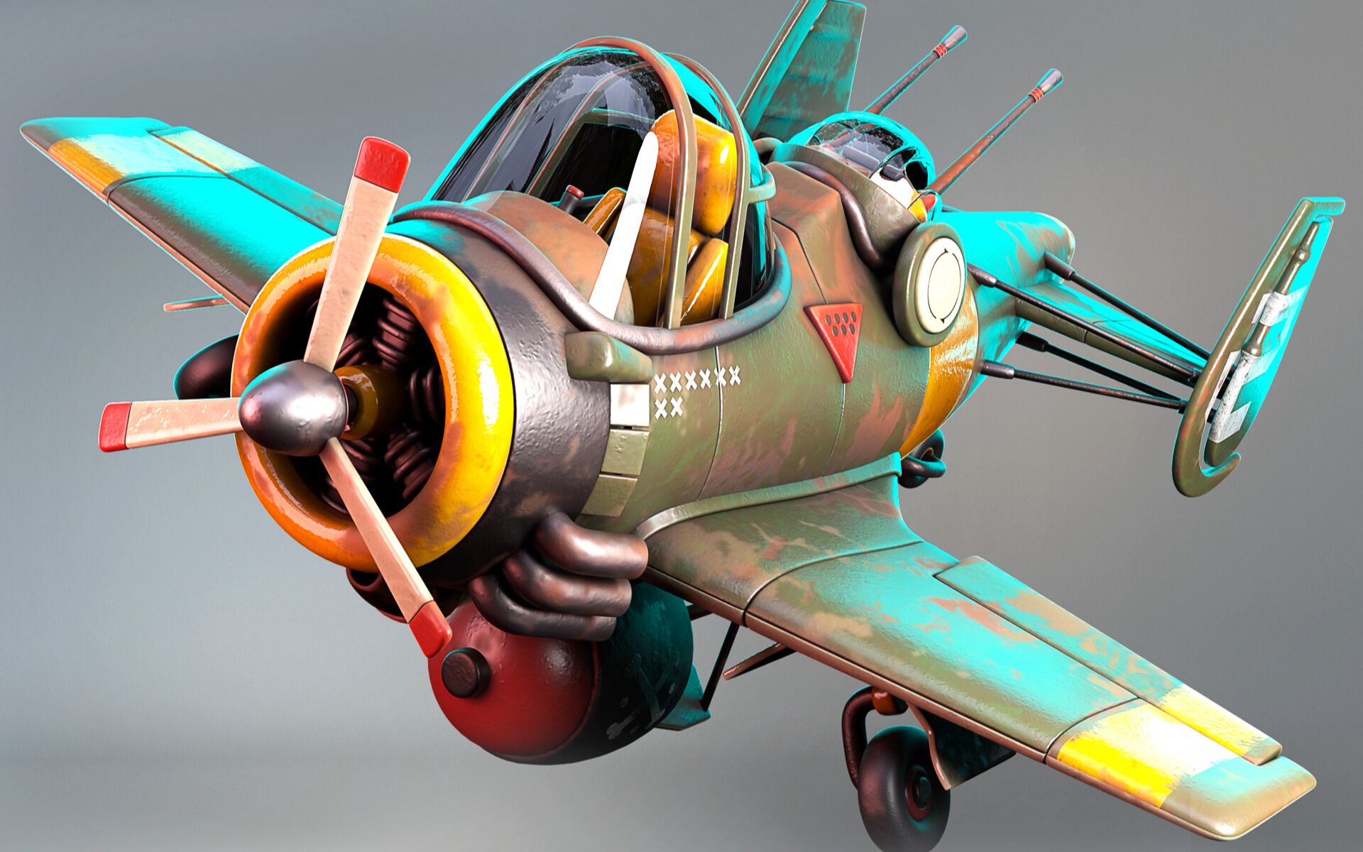 【3D建模】螺旋桨式战斗机建模制作,全程讲解.