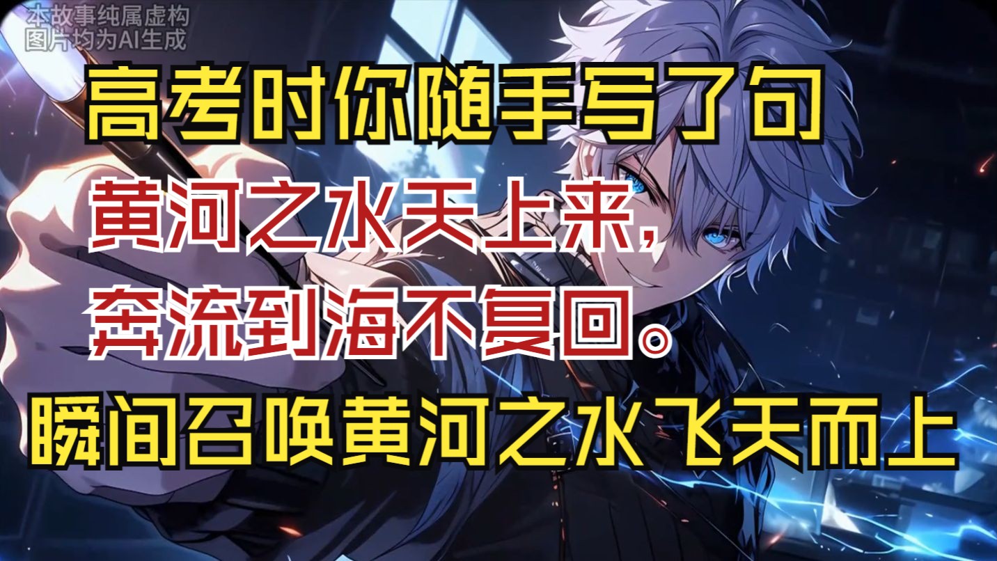 考试时只是随手写了句“君不见,黄河之水天上来,奔流到海不复回。”...