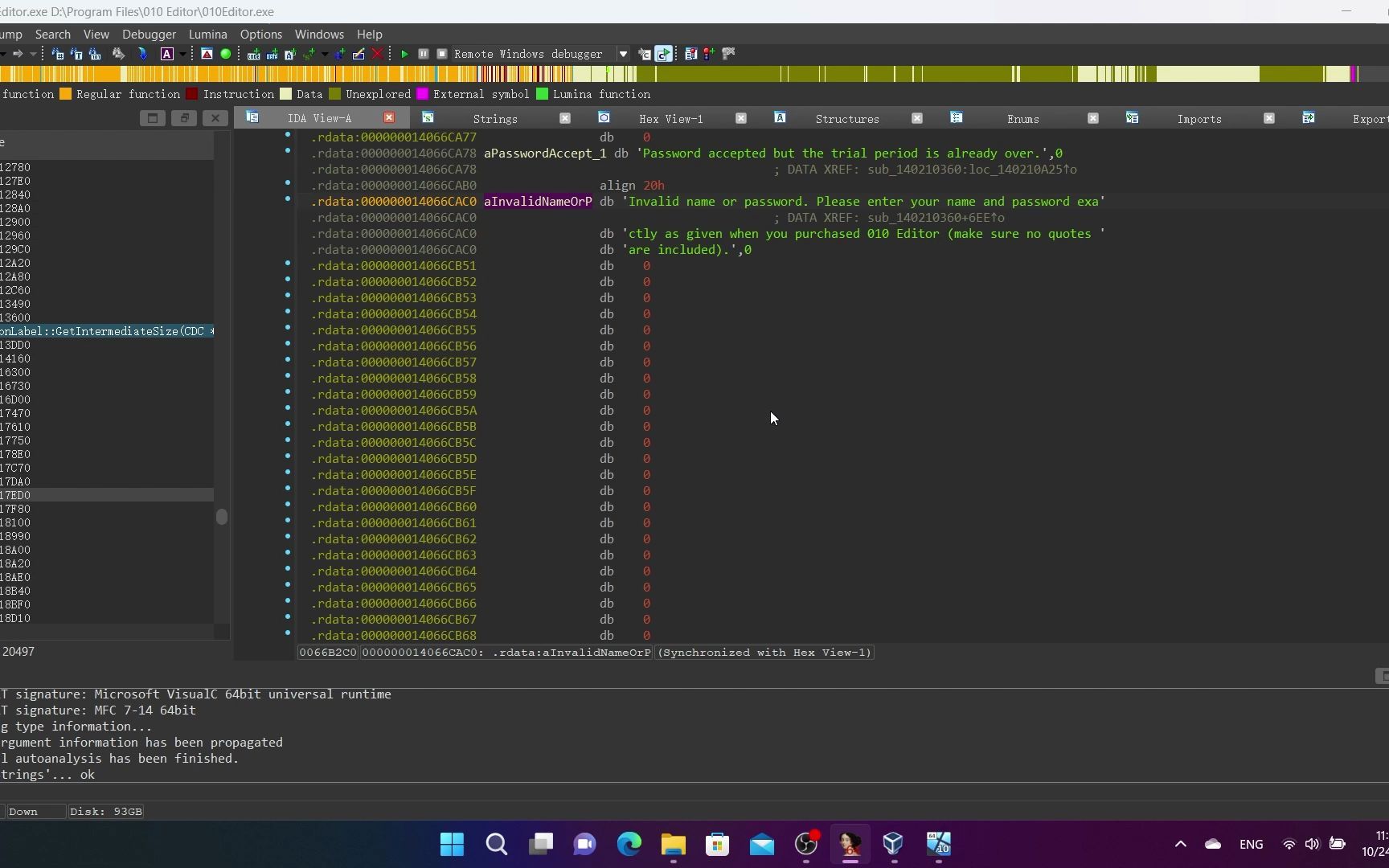 ida pro逆向010 editor