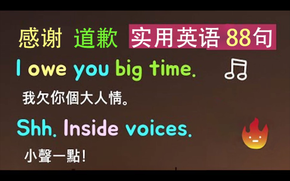 实用英语八十八句!(表示感谢/道歉/意见)详细讲解/英语听力!