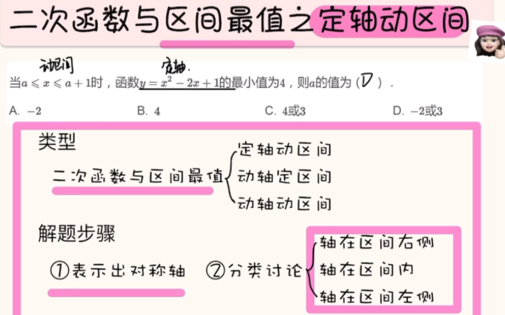中考必会 二次函数与区间最值之定轴动区间