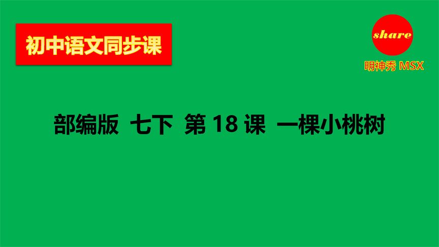 初中语文同步课 部编版 七下 第18课 一棵小桃树