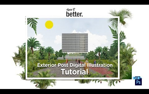 [中文字幕][全新风格]后数字绘画风室外效果图教程