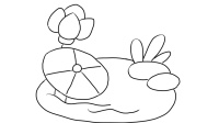 漂亮的池塘风景幼儿亲子儿童简笔画 幼儿园学画画