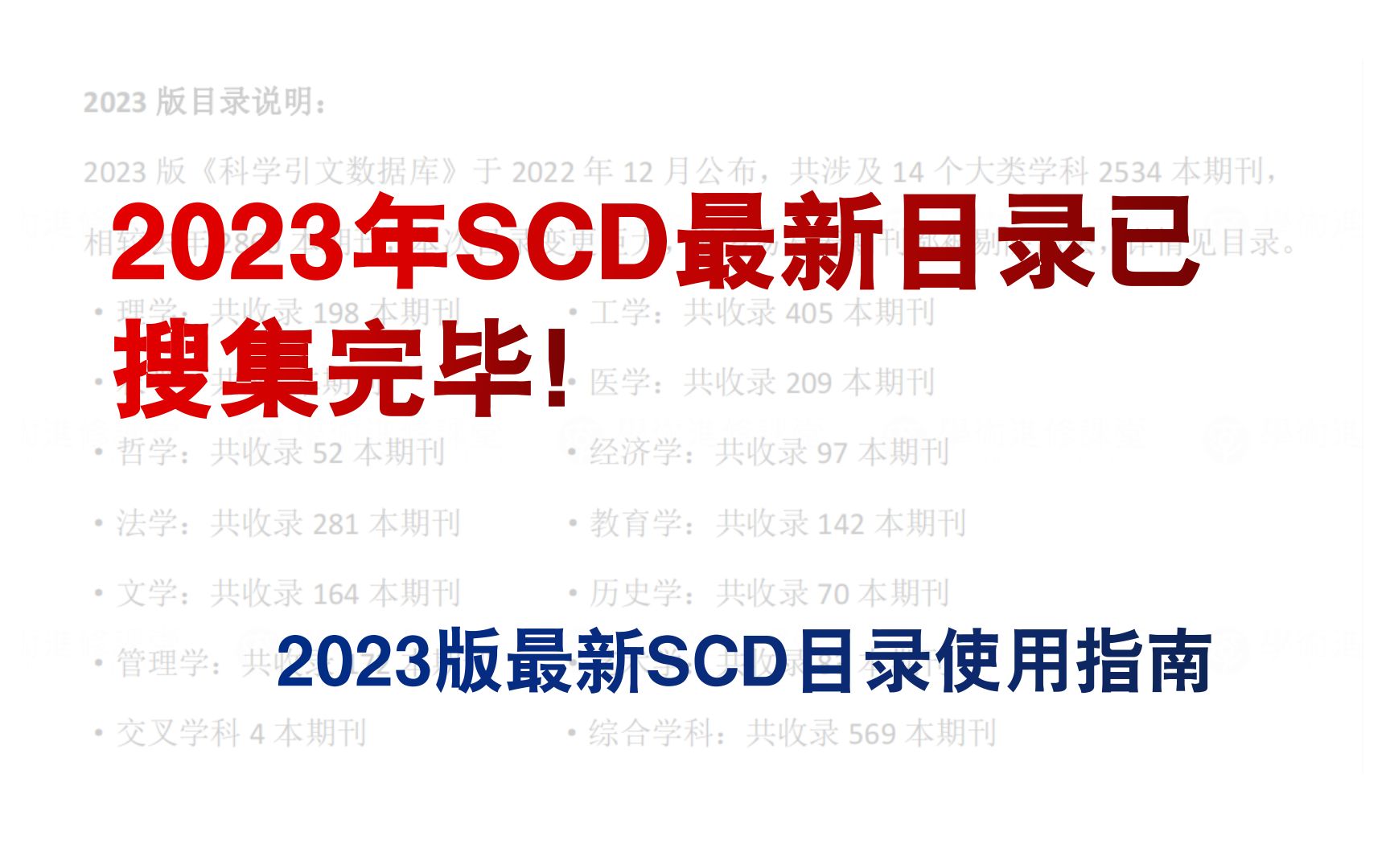 2023年SCD最新目录已搜集完毕