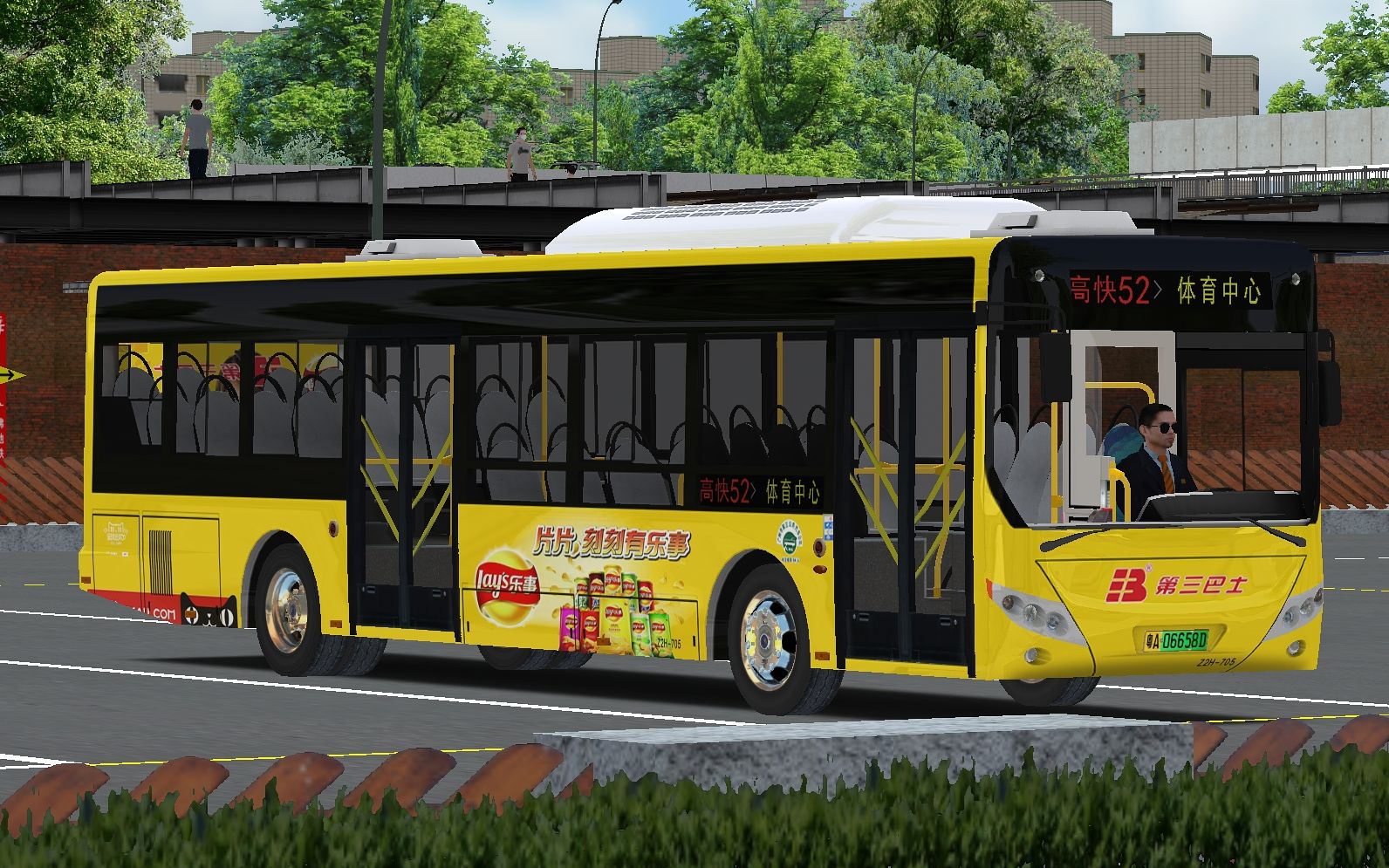 巴士模拟2 #16 驾驶宇通原厂方向盘的V1200纯电动公交 广州第三巴士...