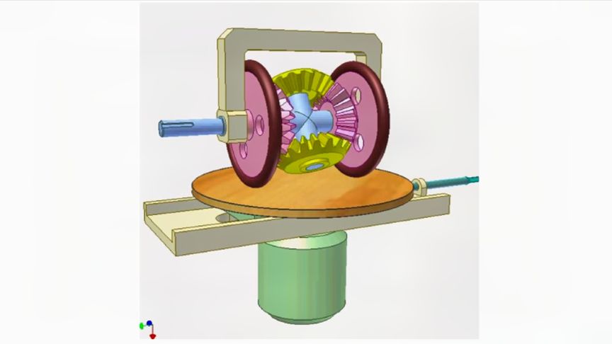 [机械原理动图]摩擦盘变速机机制运行原理-机械设计经典机构动画