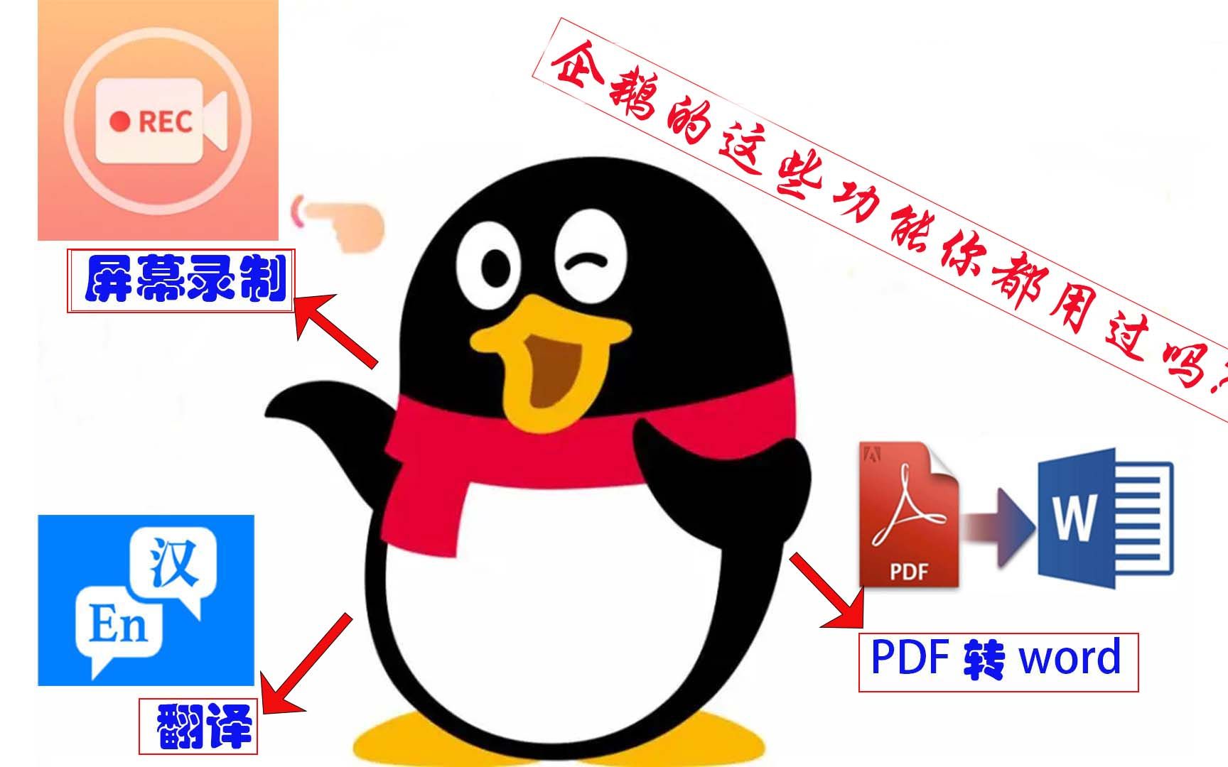 一个QQ搞定截图录屏翻译 PDF文档转word文字 图片转文字 抓取图片...