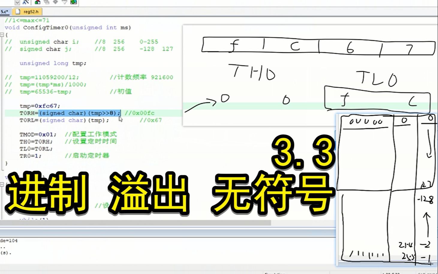 八集视频真正单片机入门(3.3 进制 溢出 无符号)
