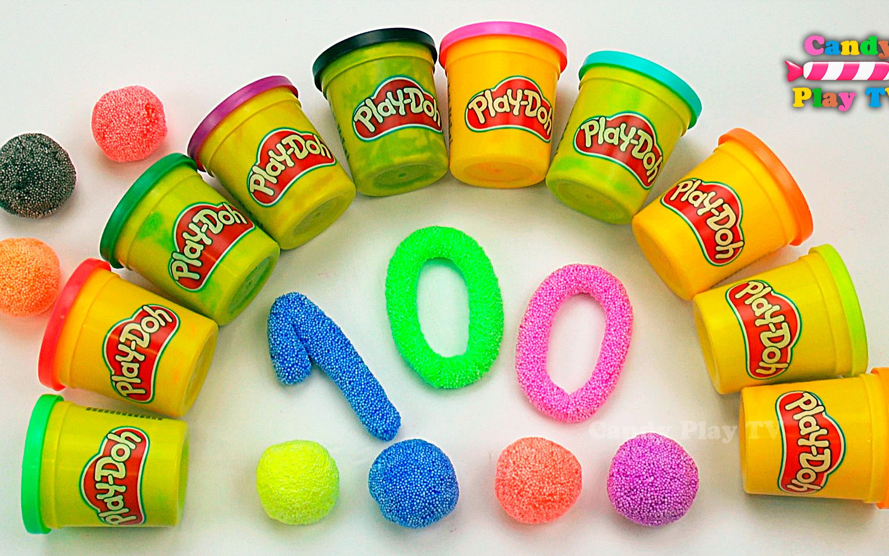 用 PLAY DOH 数字学习数数 | 1 到 100 | Squishy 闪光泡沫 |为孩子学习...