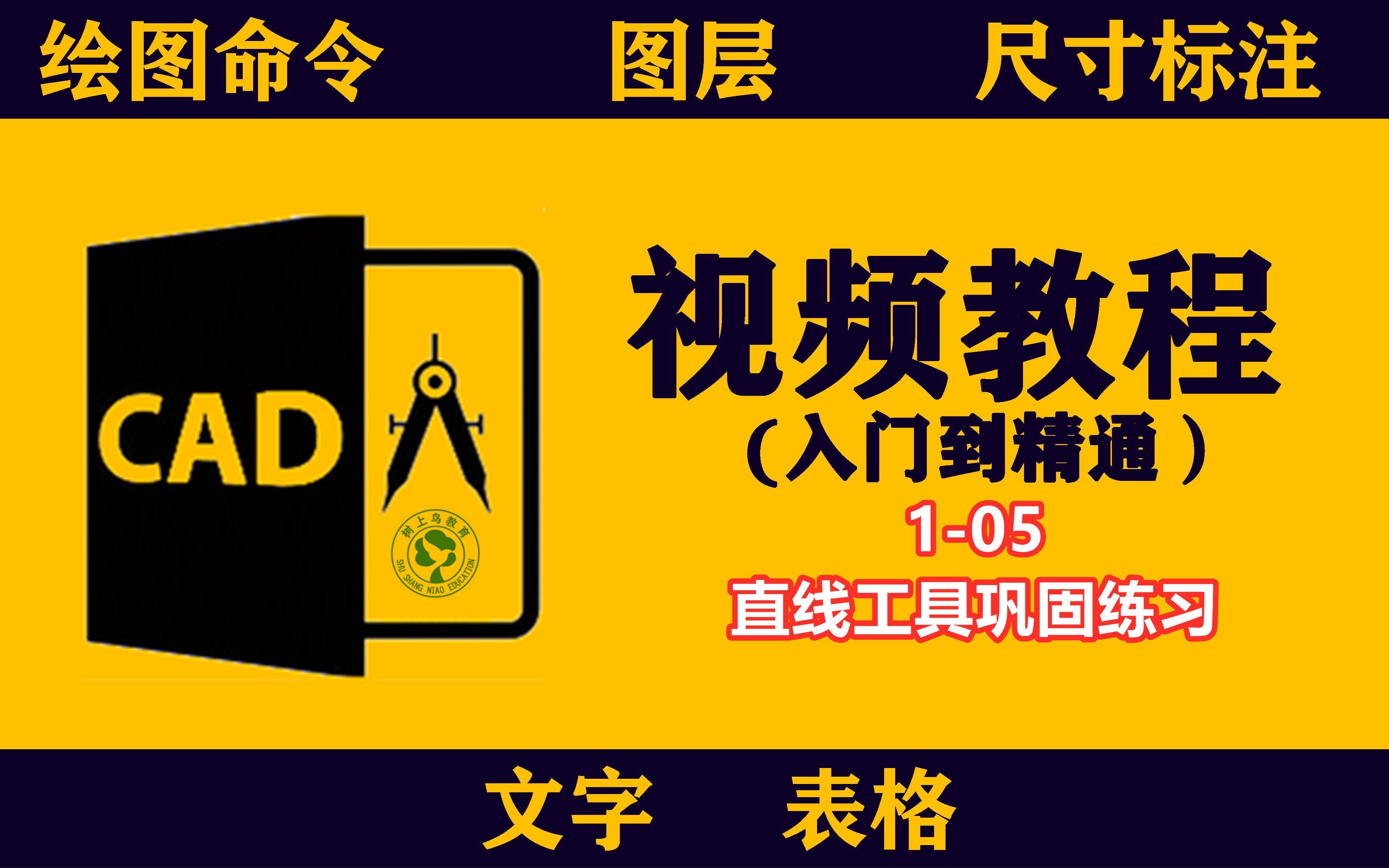 CAD实例视频教程(入门到精通)1-05直线工具巩固练习