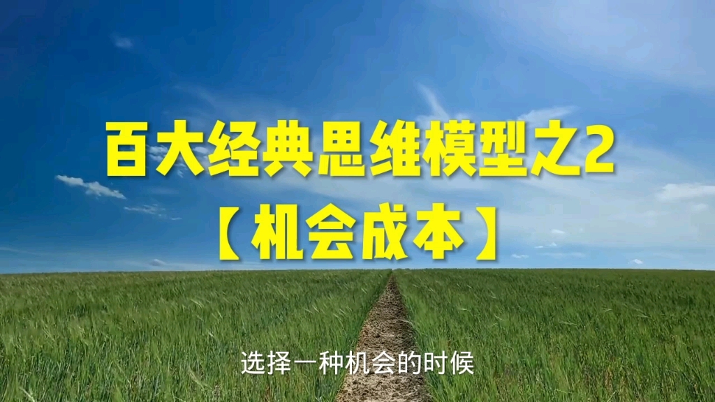 百大经典思维模型之2【机会成本】巴菲特、芒格推荐