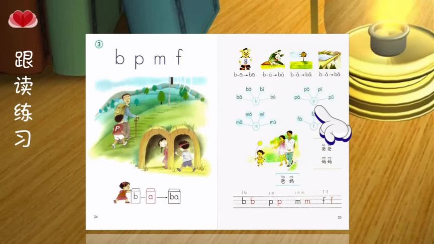 汉语拼音声母p和单韵母组合读音#一年级拼音拼读