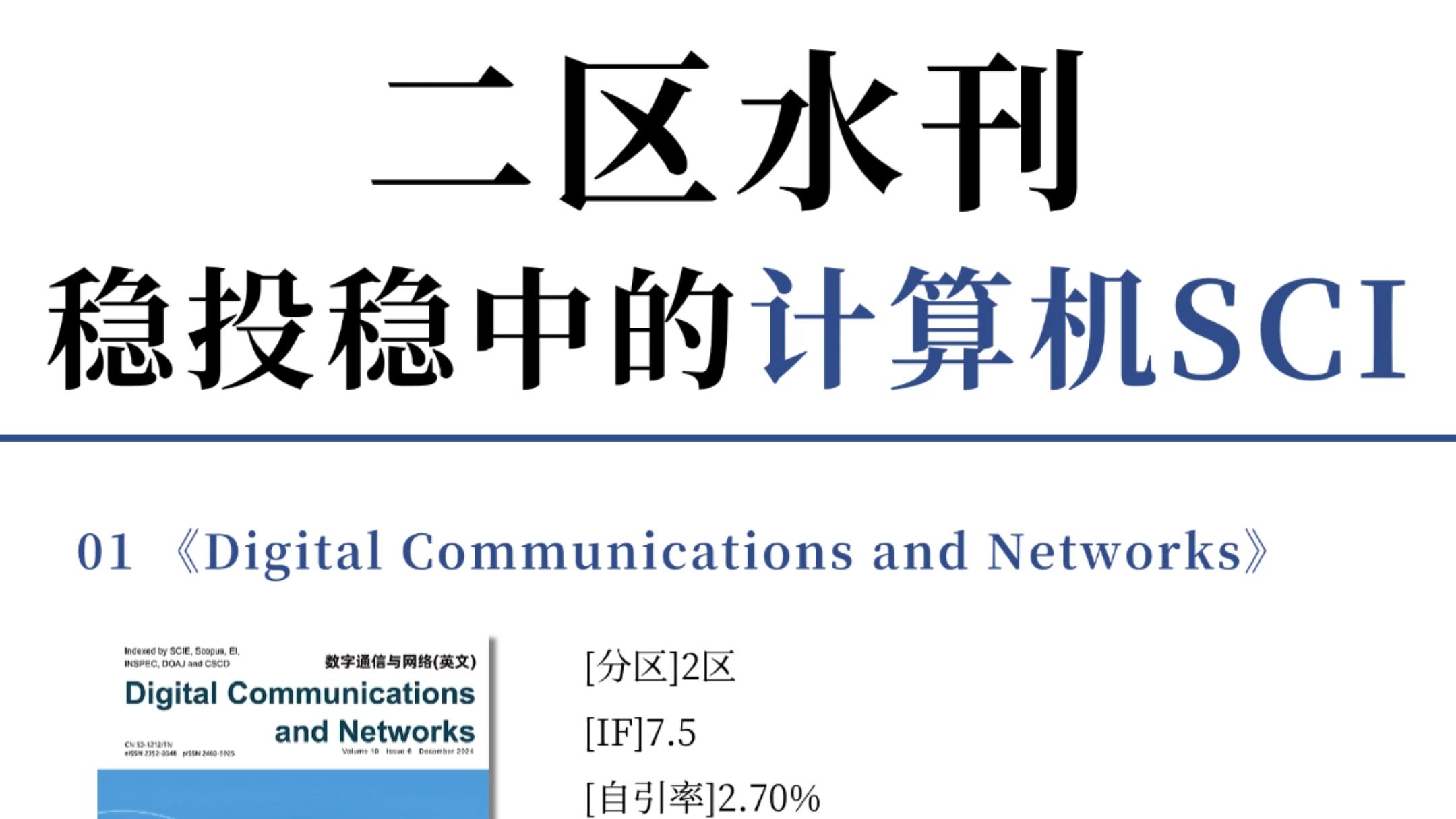 二区水刊,稳投稳中的计算机SCI!
