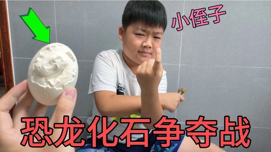 和小侄子争夺恐龙化石玩具!一人选四包卡片盲包,比谁开出满星多