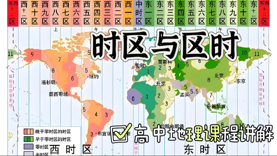 高中地理选择性必修一:时区与区时,教你如何计算区时以及日期变更!