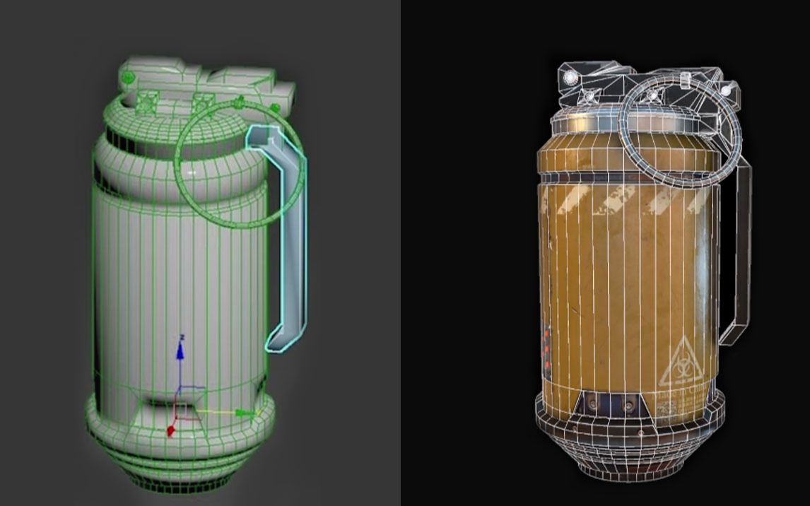 【3Dmax 手雷低模制作2】低模UV展开以及高低模匹配与烘培