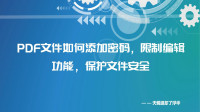 PDF文件如何添加密码,限制编辑功能,保护文件安全