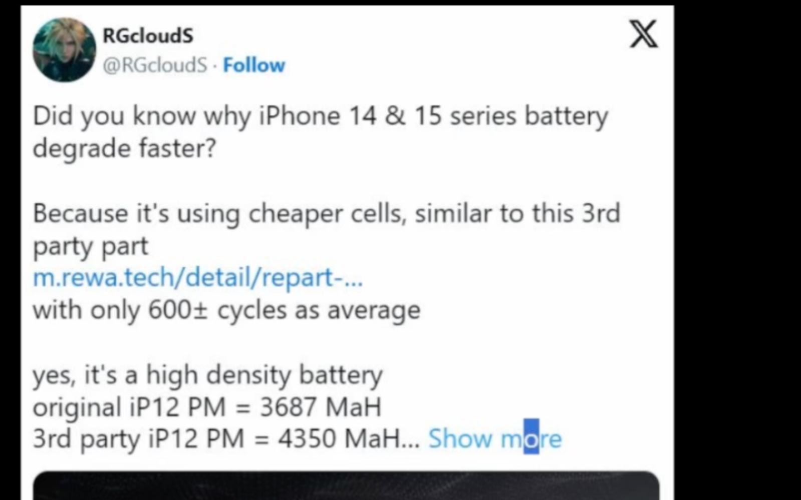 外媒称苹果 iPhone 15 手机采用便宜的电池:充电循环仅 600 次