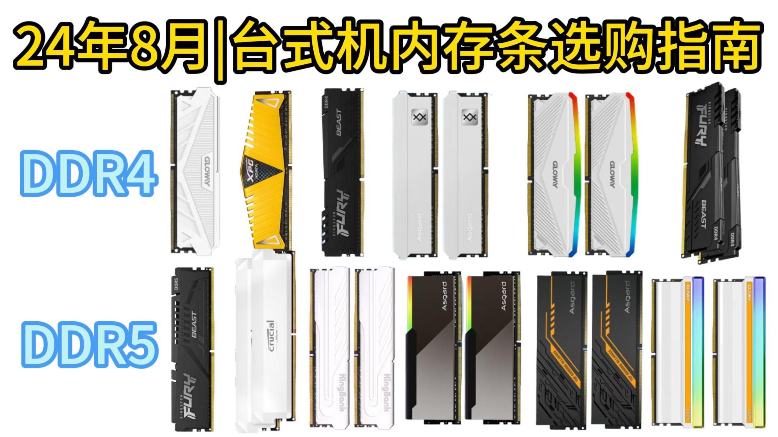 2024年8月台式机内存条选购指南|【DDR5/DDR4内存条推荐】100-...