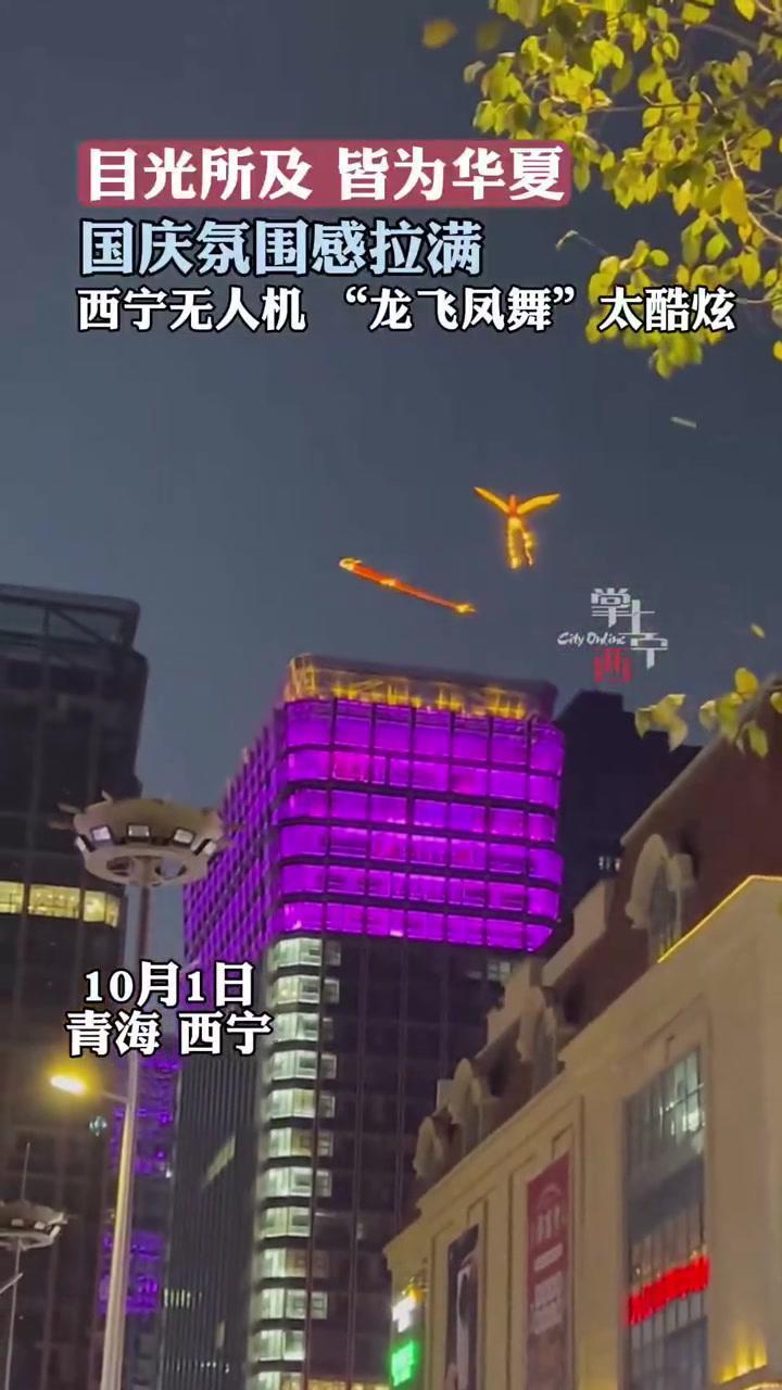 西宁无人机"龙飞凤舞"太炫酷#青海西宁#爱国#十一国庆节#无人机灯光秀
