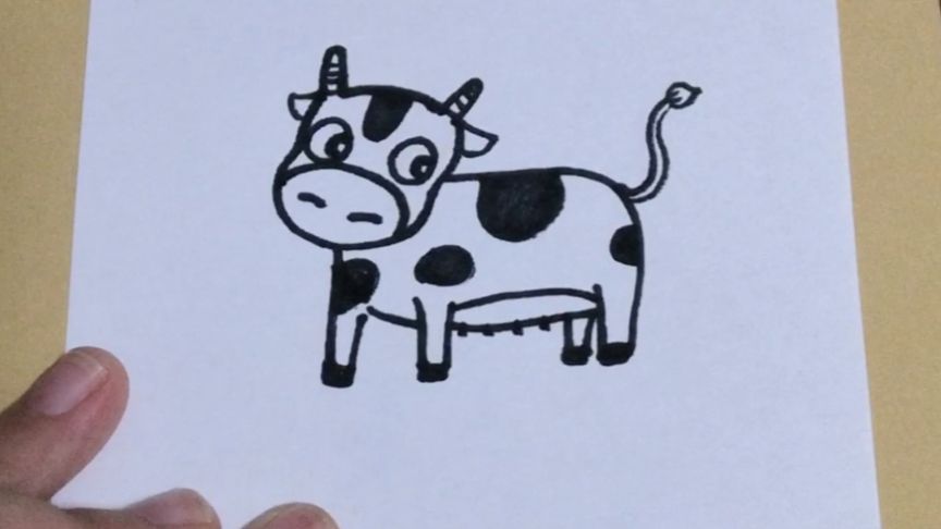 (简笔画)超简单的黑白相间的可爱奶牛