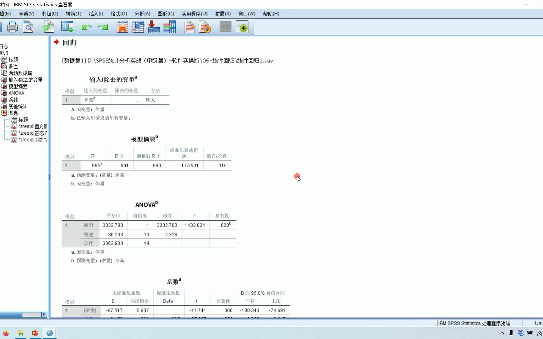 SPSS医学统计-线性回归1-简单线性回归分析