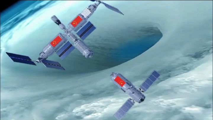 这一刻五角星成了全宇宙最亮的那颗星#空间站#科技#我爱五星红旗