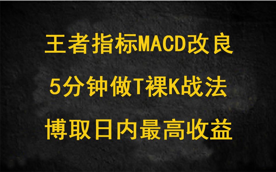 技术讲解:短线王者的裸K做T战法,独家MACD参数修改,博取日内最大收益