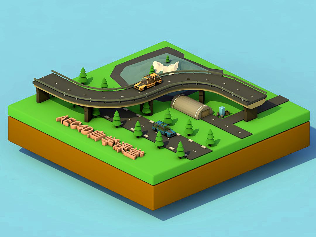 【C4D教程12】3D立体公路教程,萌新也能学会的C4D新手教程,三维...