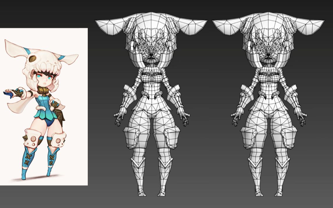 【3dmax人物建模】机甲少女模型制作教程,人物基础布线详细讲解