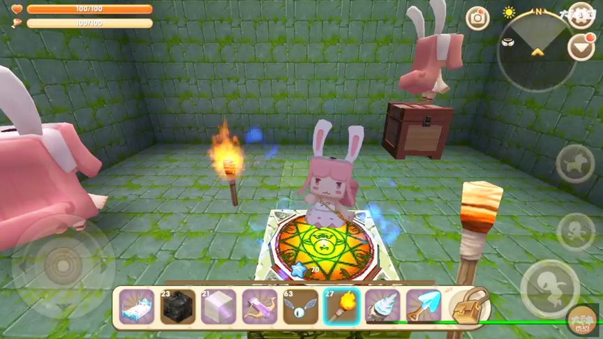 迷你世界生存:我还是第一次发现兔美美地牢呢而且兔美美很温顺哦