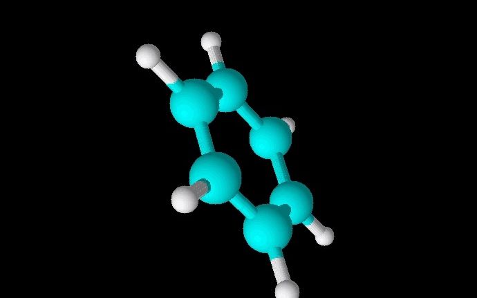 苯 C6H6 3D 模型 球棍 空间填充模型